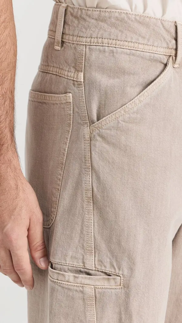 Lemaire Twisted Workwear Pants In Denim Snow Beige - 40% Off